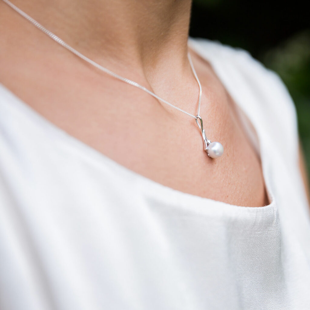 Silver loop and drop pearl necklace - TigerLily Jewellery